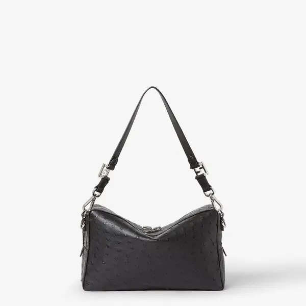 Fendi Lui Medium Black Ostrich Leather Bag